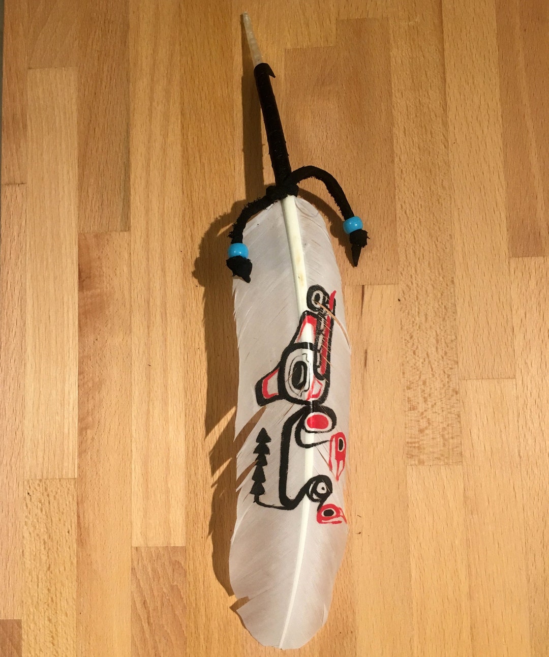 Howling Wolf Native Feather Hand Painted - Etsy