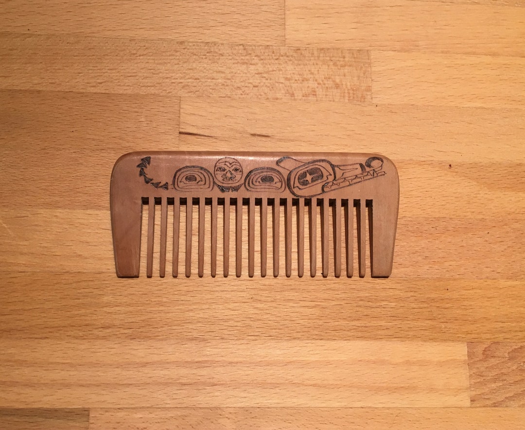 Native Wolf Hair Comb Handcrafted Wood Burning Peach Wood 5 Length - Etsy