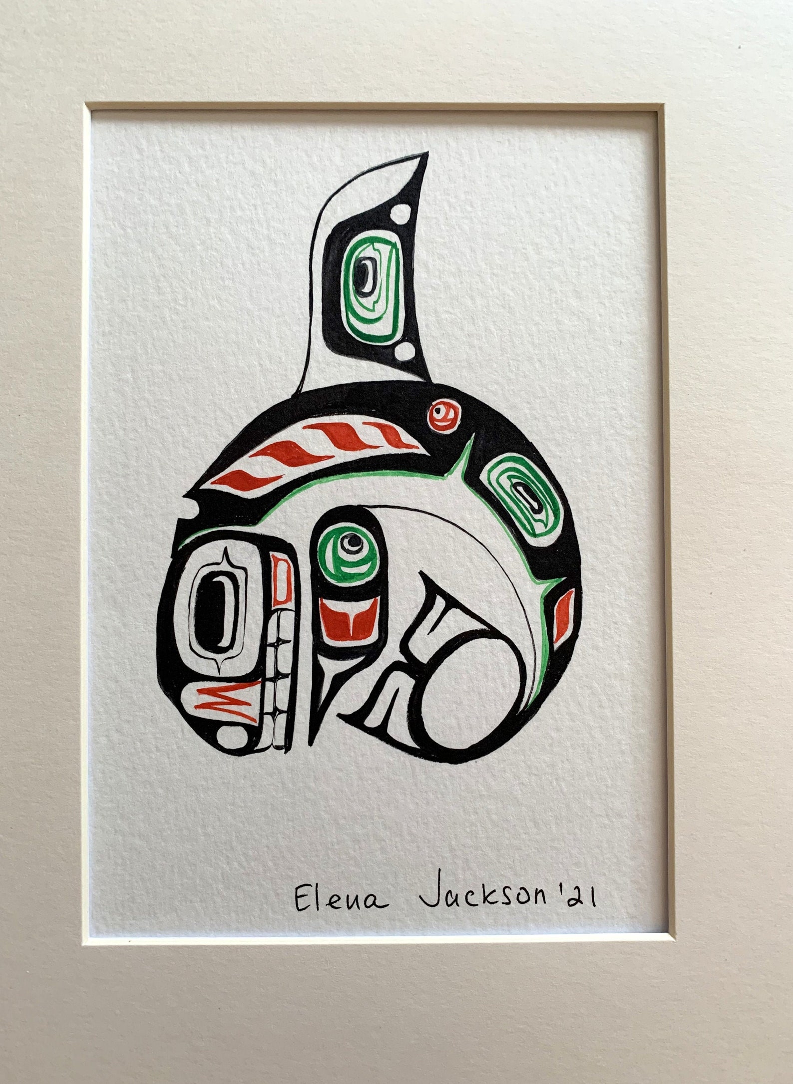 Tribal Art Native Orca Art Original Painting in Watercolor | Etsy