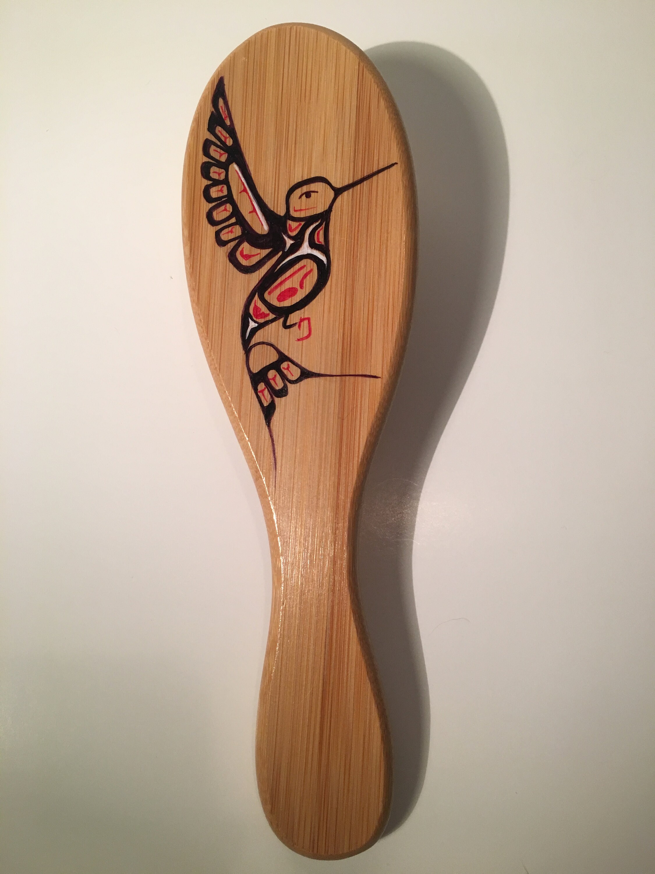 Tribal Art Native Hummingbird Natural Wooden Hair Brush Hand | Etsy