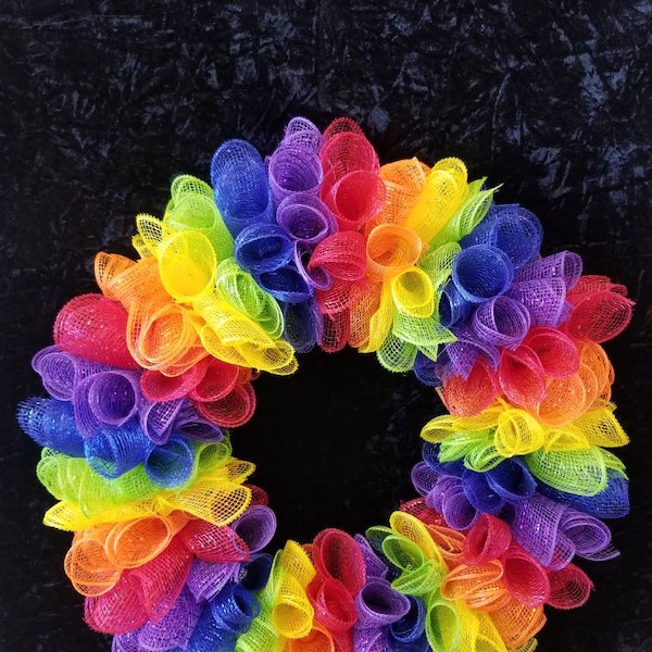 Rainbow Wreath - Etsy