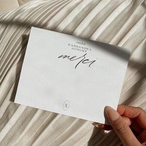 Personalized Merci Thank You Card, French Notecard, Minimal Luxury ...