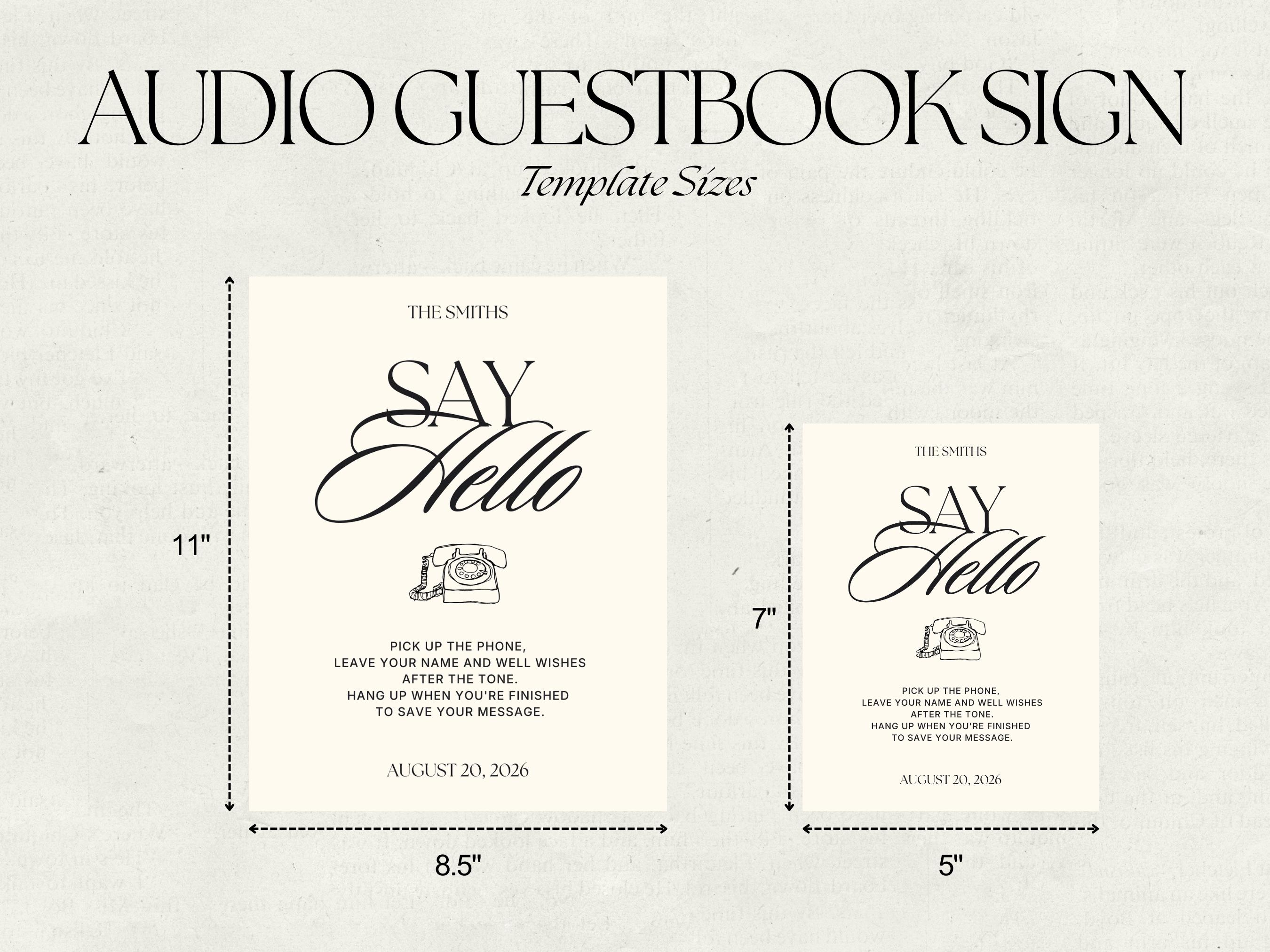 Editable Wedding Audio Guestbook Sign Template, Minimalist Phone ...