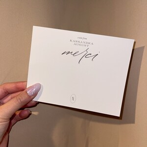 Personalized Merci Thank You Card, French Notecard, Minimal Luxury ...