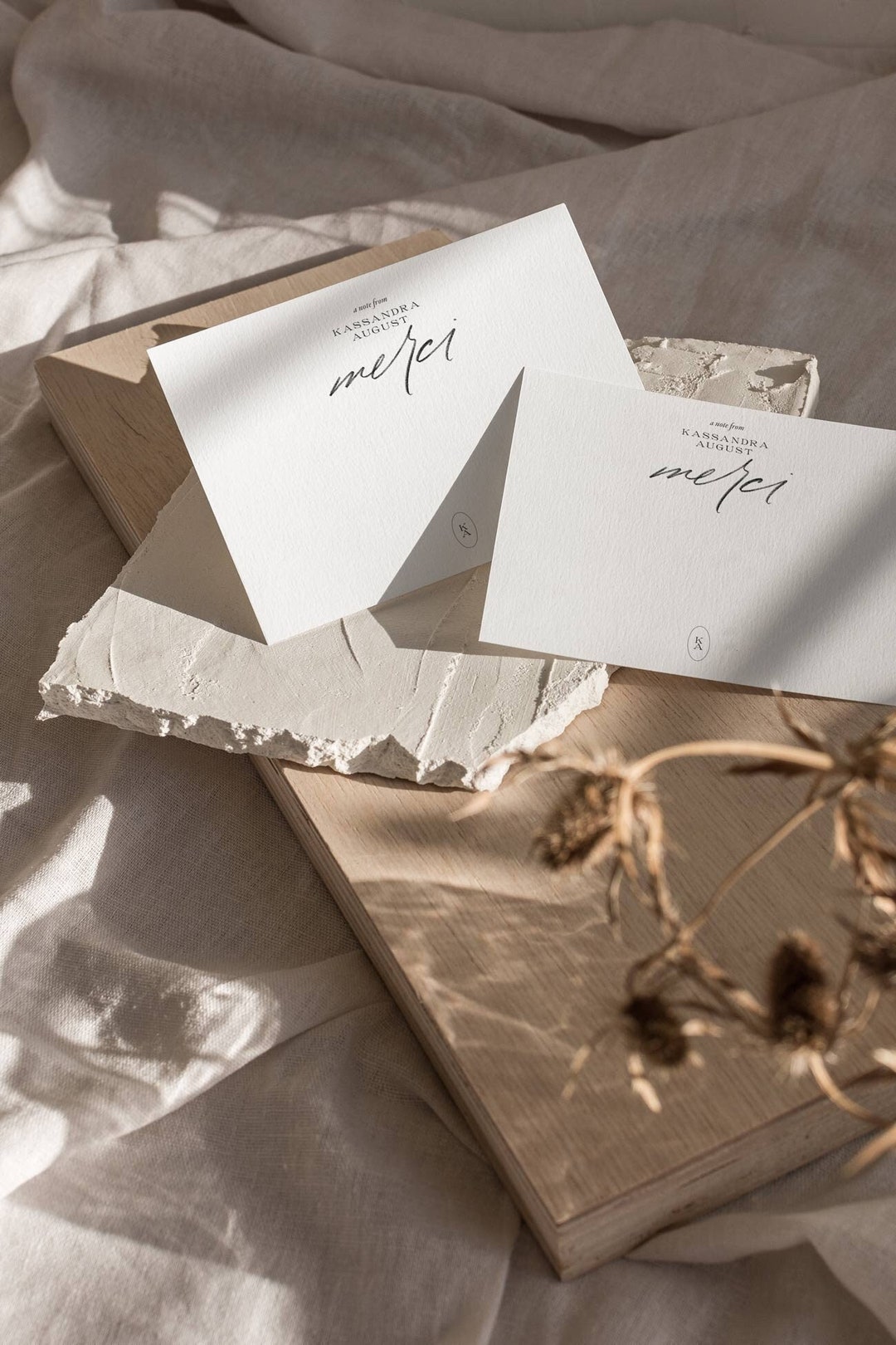 Personalized Merci Thank You Card, French Notecard, Minimal Luxury ...