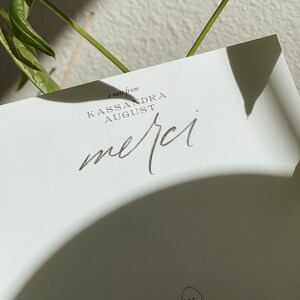 Personalized Merci Thank You Card, French Notecard, Minimal Luxury ...