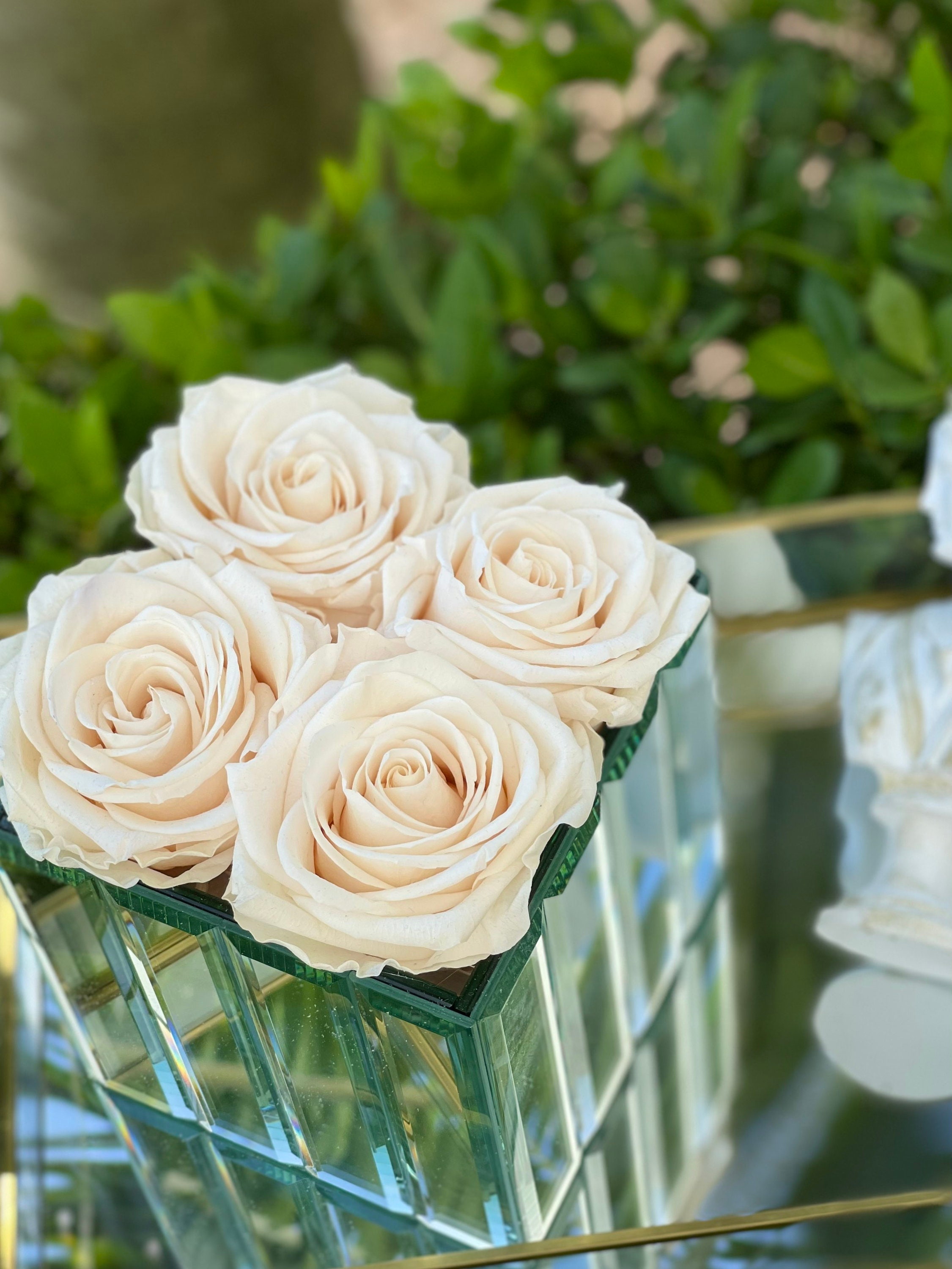 5 Mirror vase with XXL preserved roses Mirror Vase | Etsy