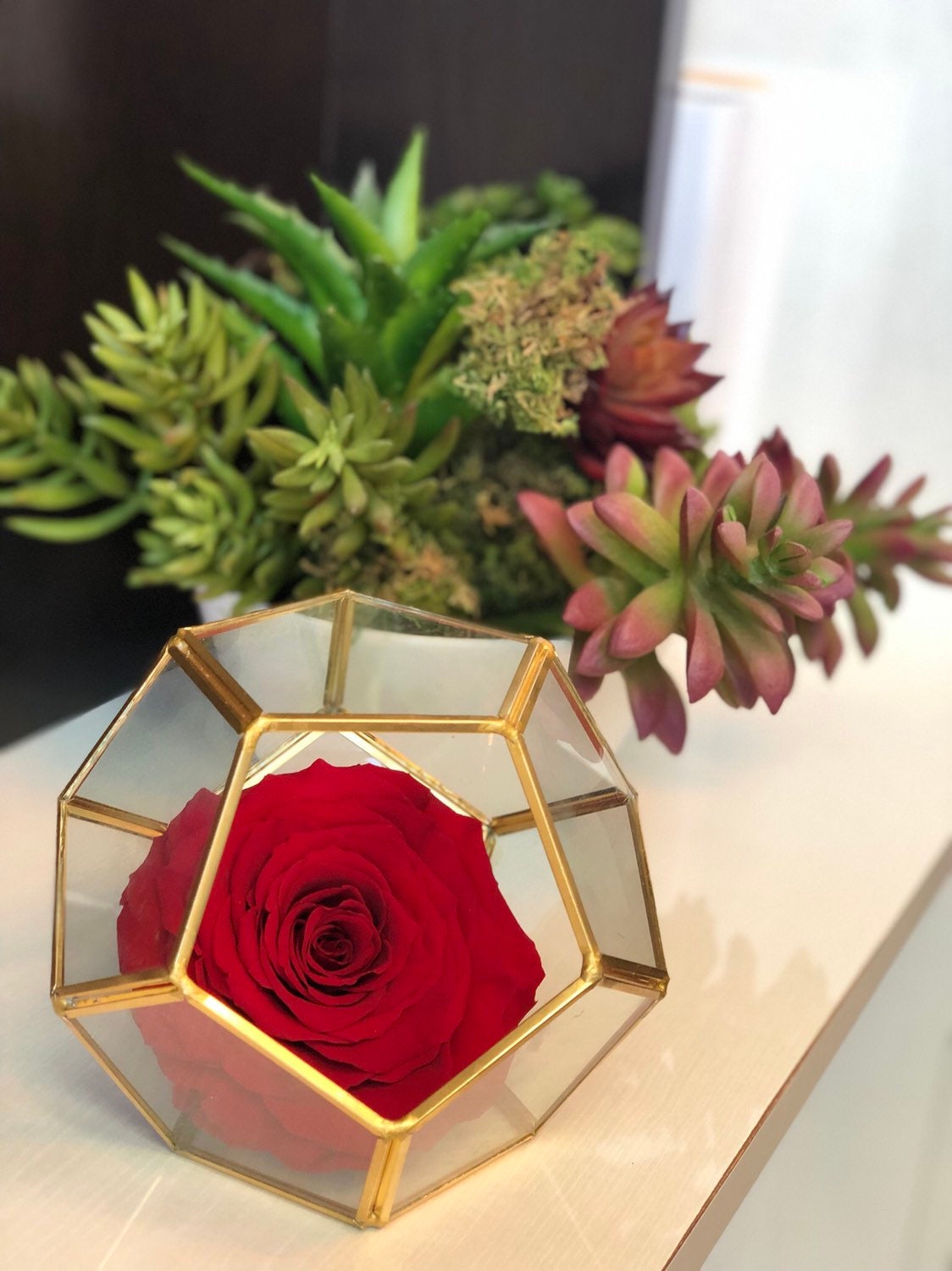 Flowers in a terrarium Roses in a terrarium Valentines Day | Etsy