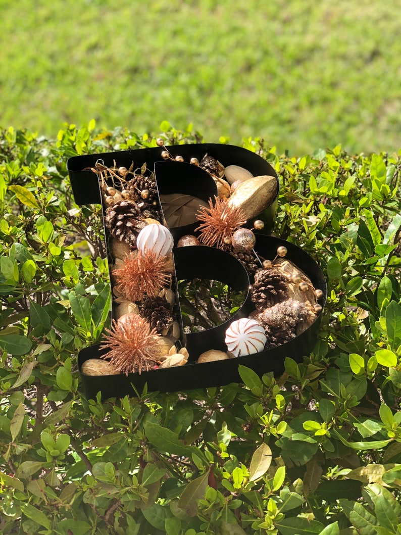 Decorative Metal Letters Metal Black Letter Floral Letters - Etsy