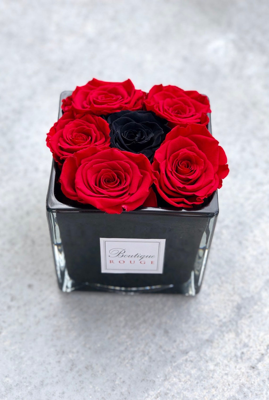 Black Premium Glass Vase with Preserved Roses Eternal Roses | Etsy