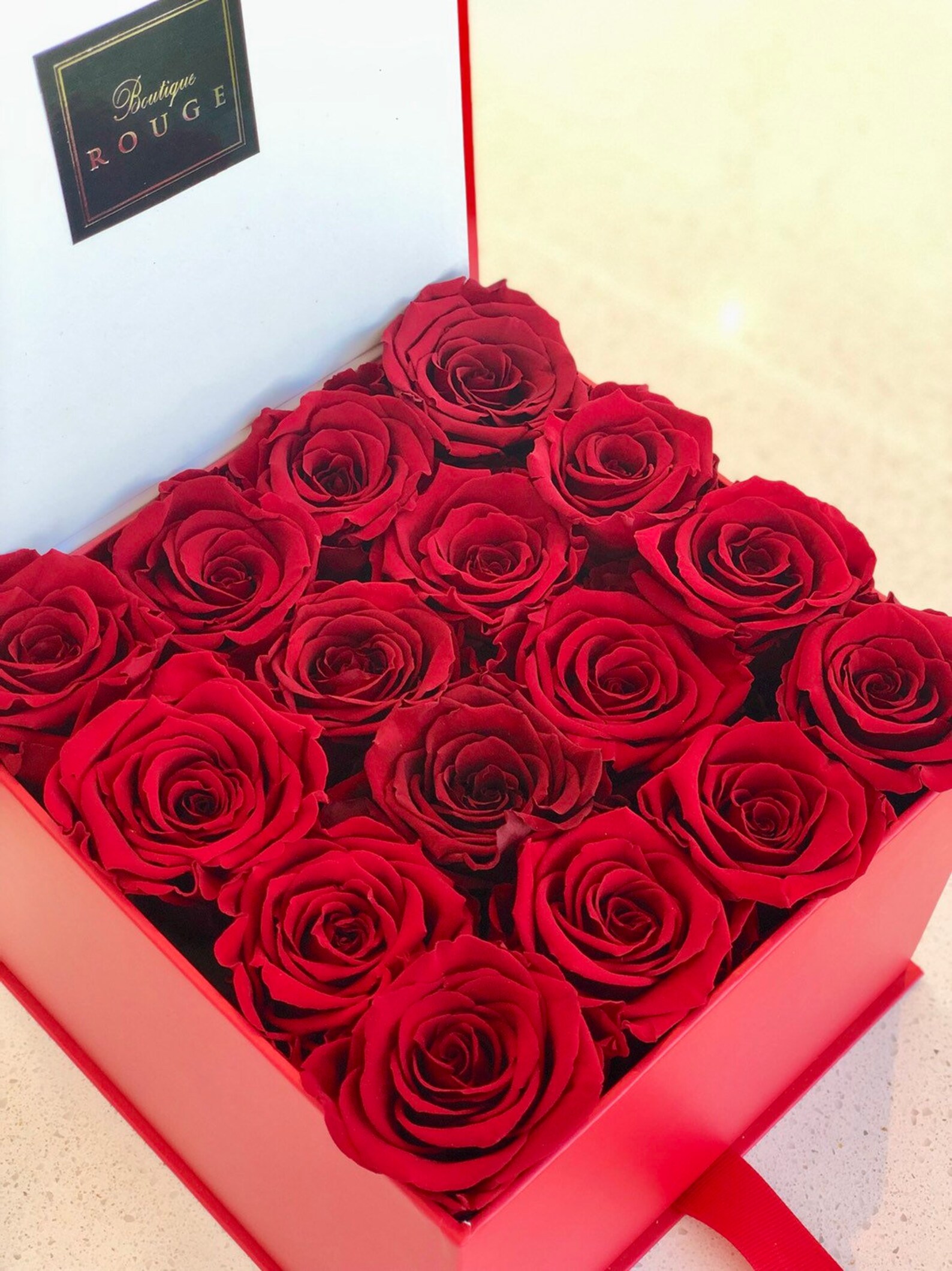 Red Square Box With Red Roses Roses With Laser Cut Letters | Etsy