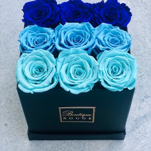 Blue Ombré Preserved Roses, Blue Eternity Roses in a Box, Roses Last ...