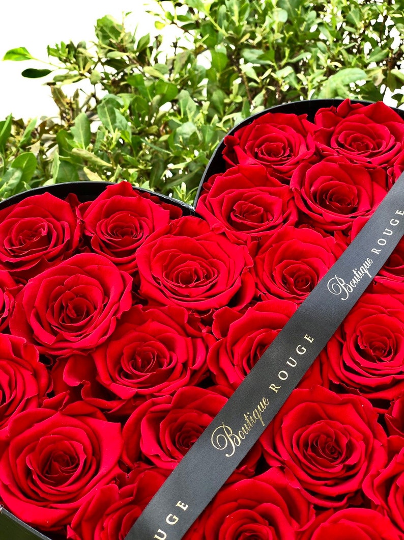 Heart Shape Box W Red Roses Red Roses in a Box Valentines - Etsy