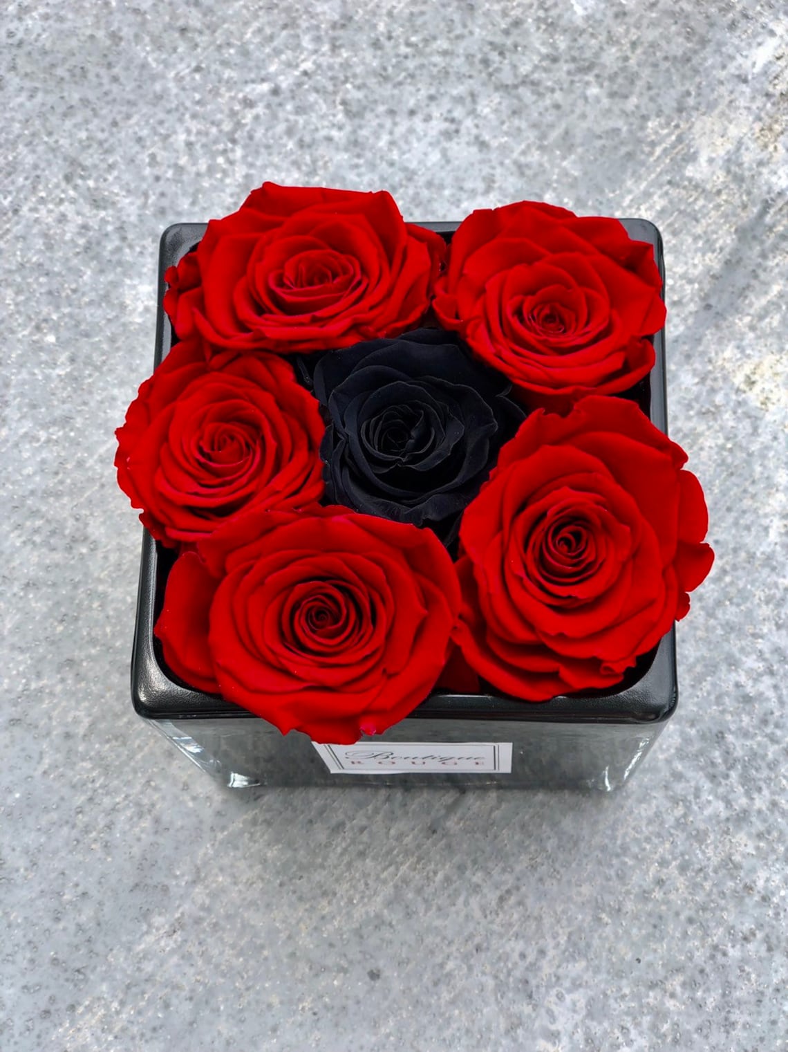 Black Premium Glass Vase with Preserved Roses Eternal Roses | Etsy