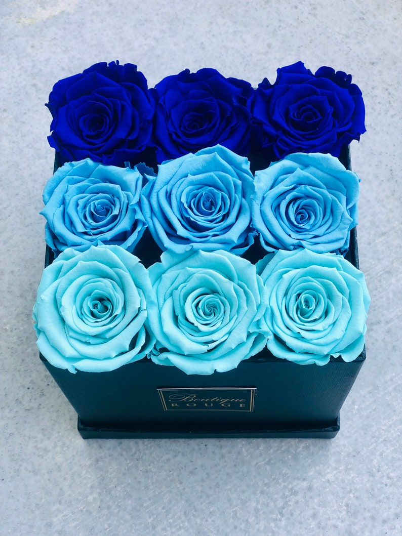 Blue Ombré Preserved Roses Blue Eternity Roses in a Box | Etsy