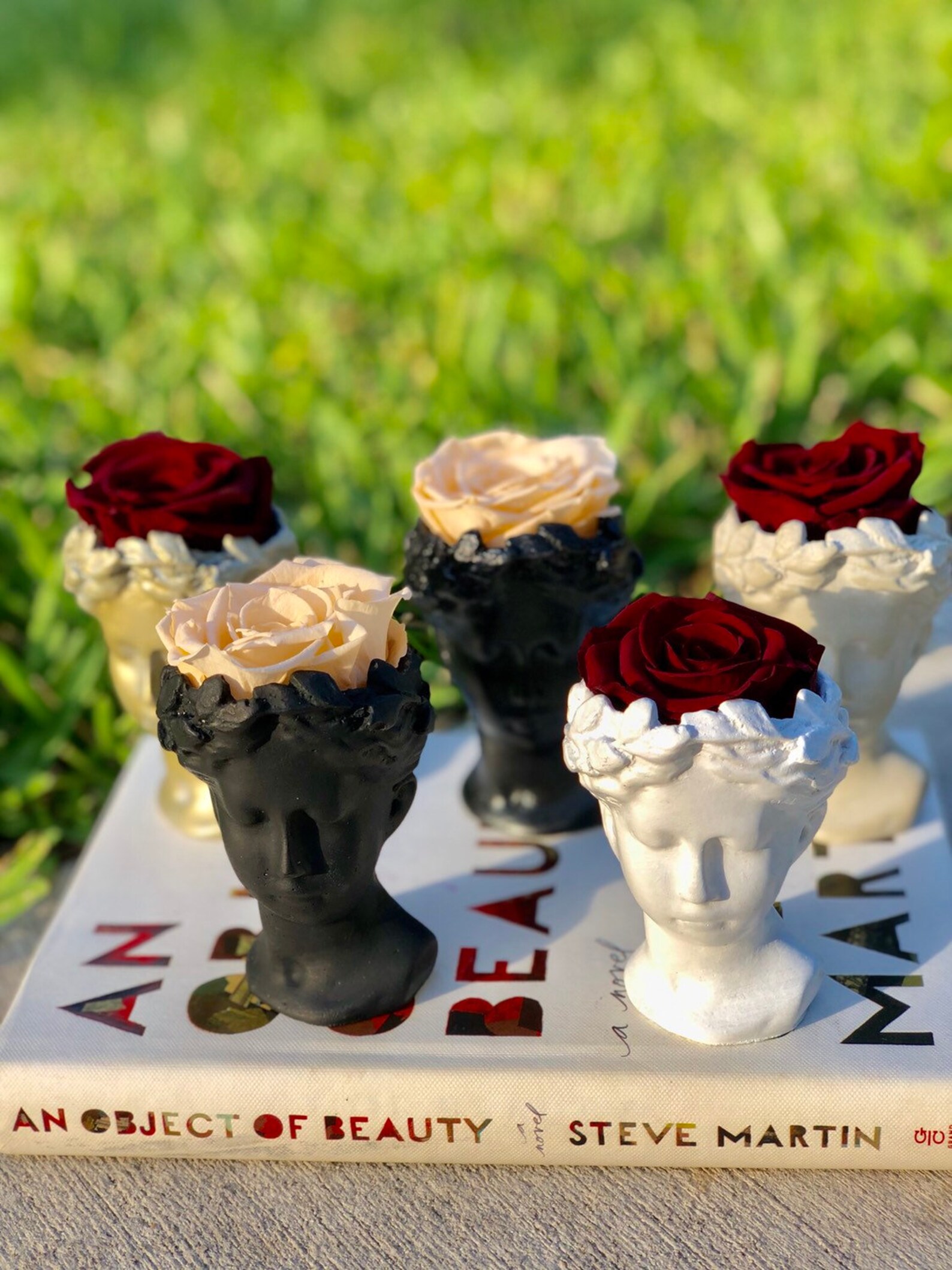 Venus Planter Head, Goddess Statue With Preserved Rose, Concrete ...