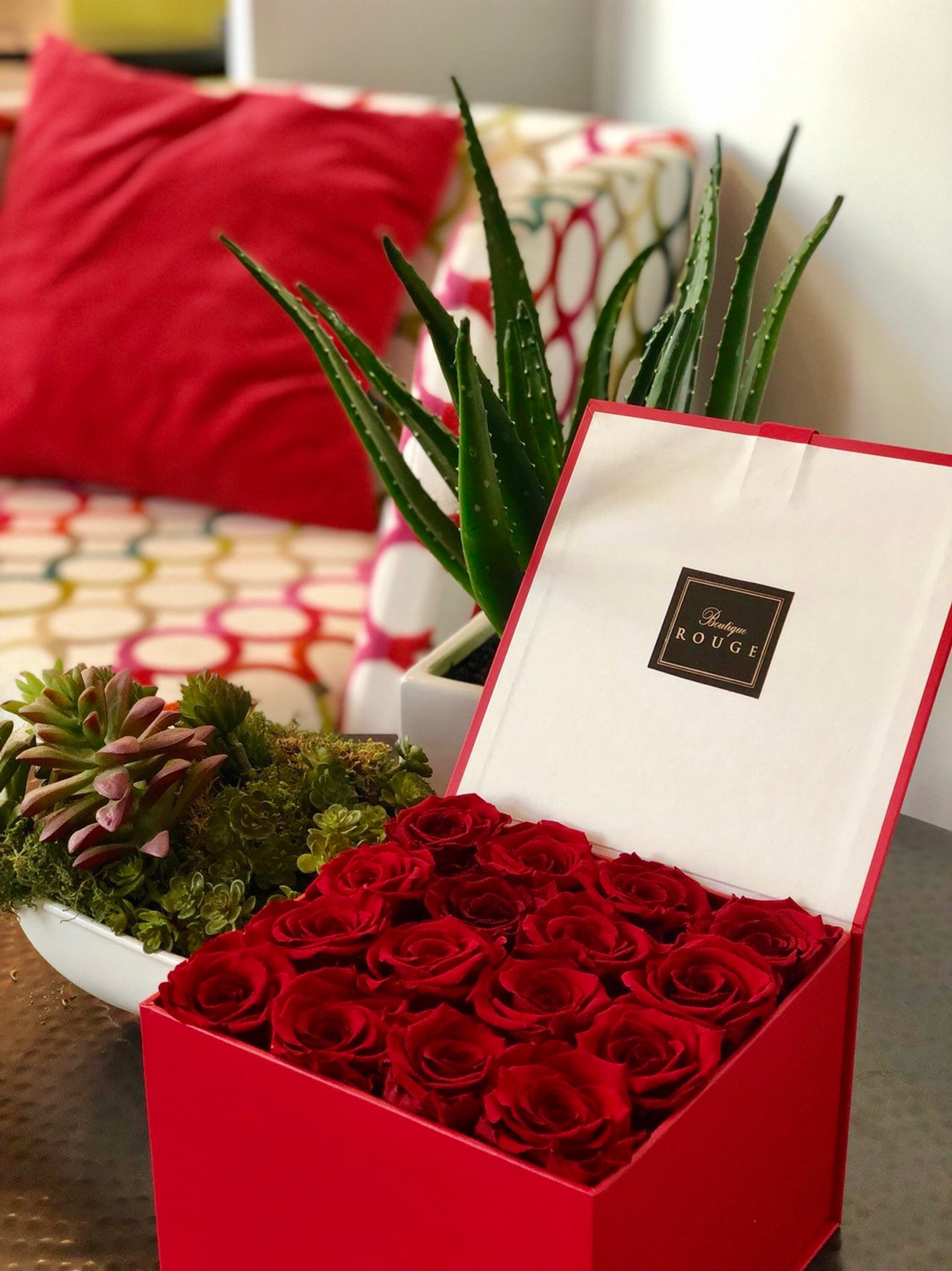 Red Square Box With Red Roses Roses With Laser Cut Letters | Etsy