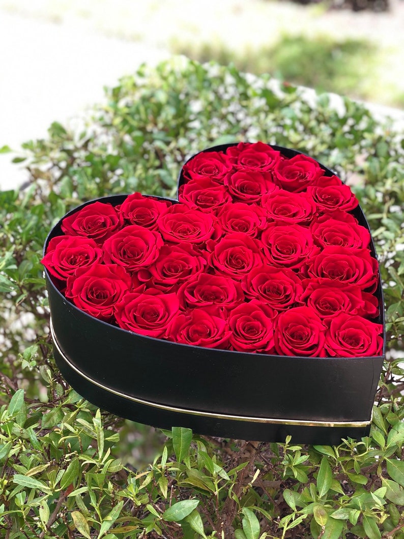 Heart Shape Box W Red Roses Red Roses in a Box Valentines - Etsy