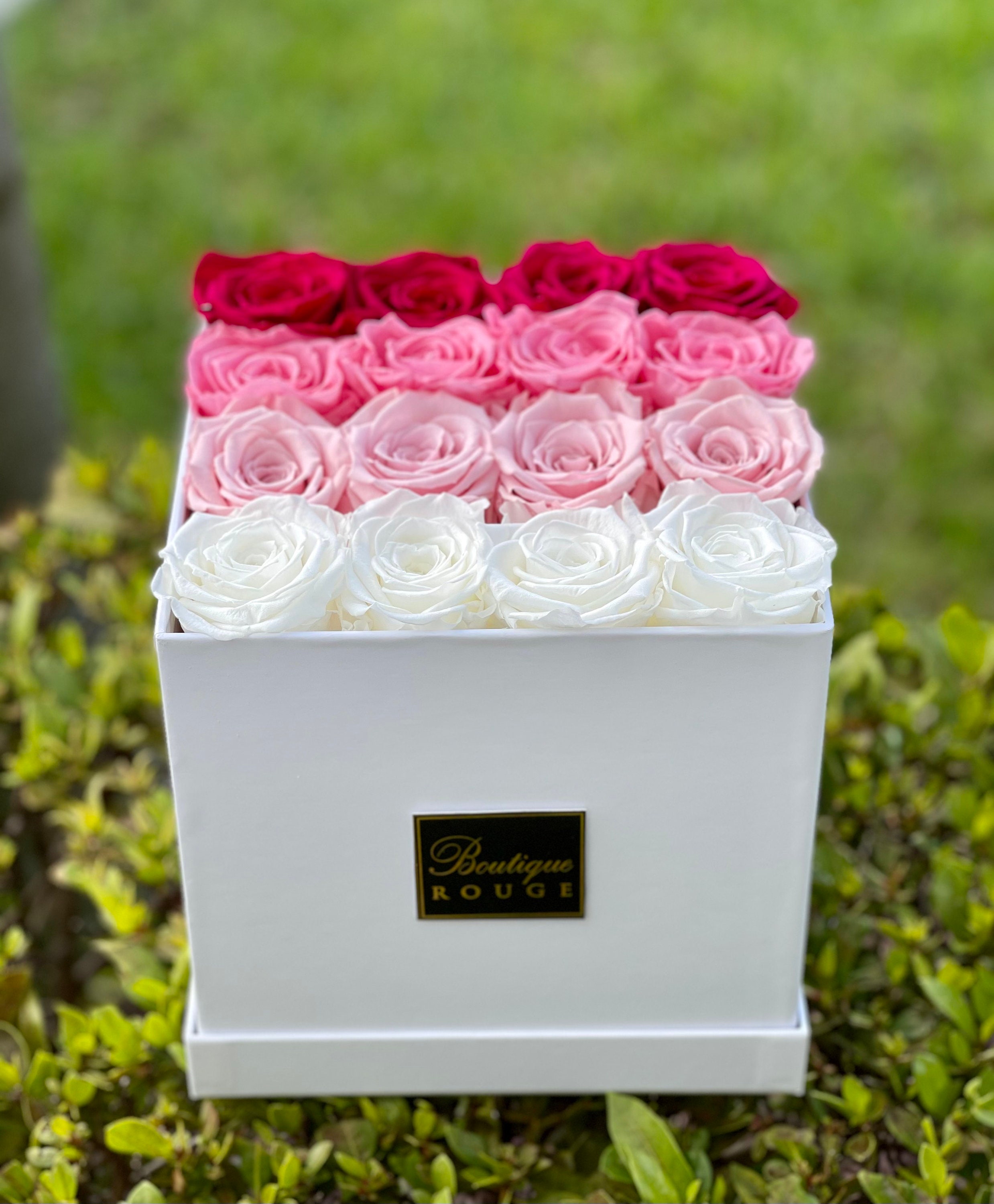 Pink ombré eternity roses Pink ombré roses in a white box | Etsy