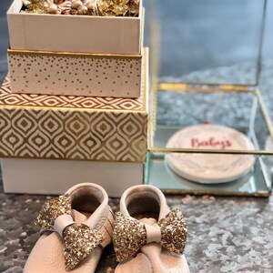 Neutral Baby Shower Gifts / Baby Moccasin / Glass Keepsake Box ...