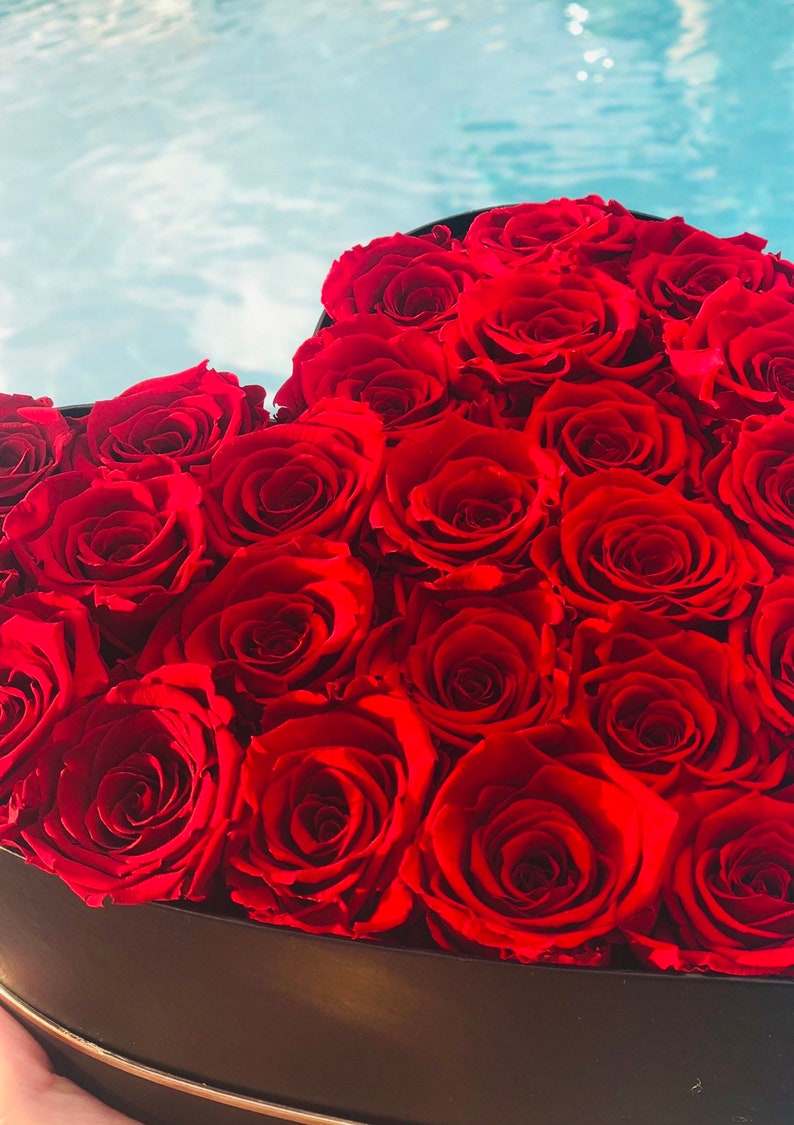 Heart Shape Box W Red Roses Red Roses in a Box Valentines - Etsy