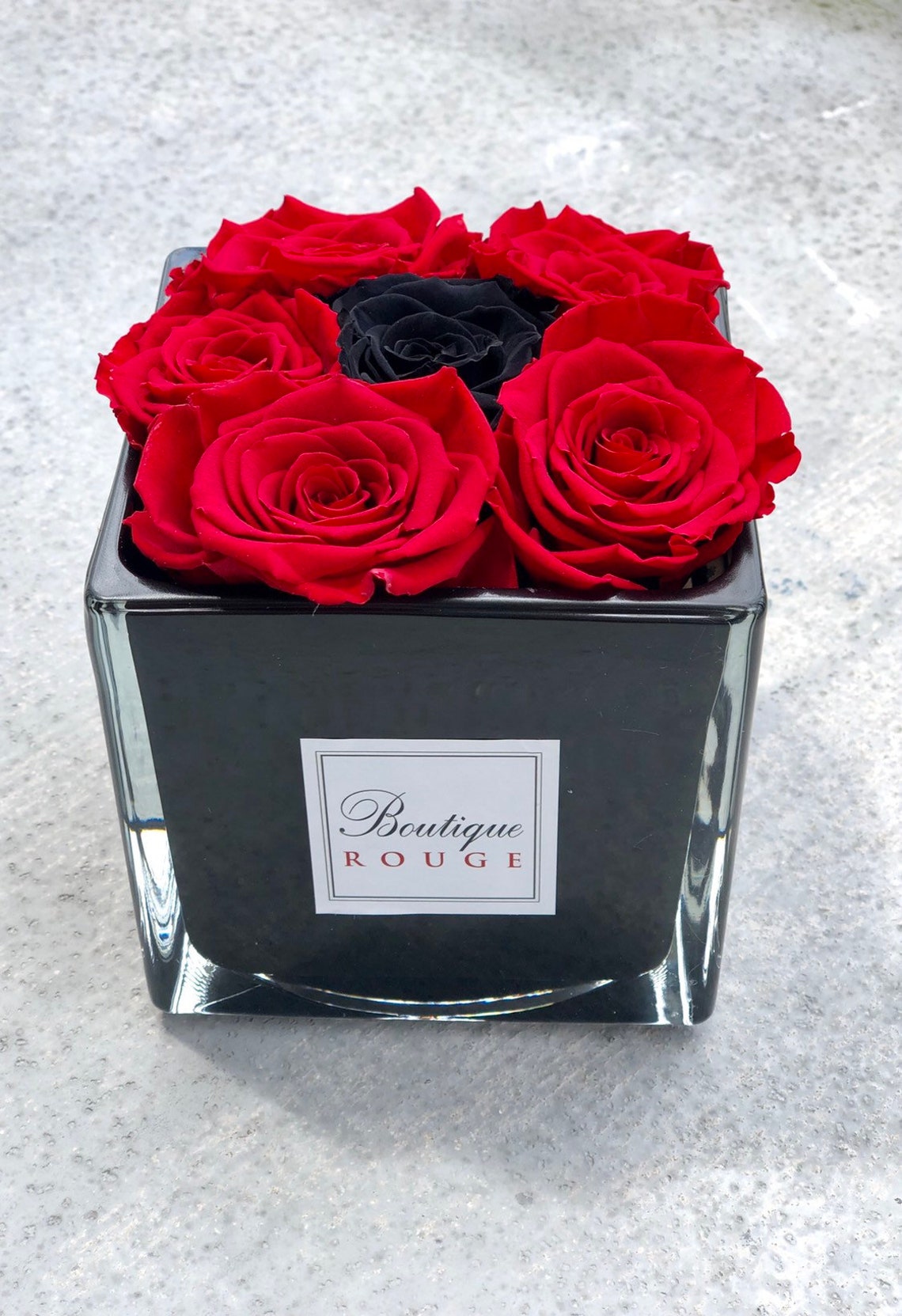 Black Premium Glass Vase with Preserved Roses Eternal Roses | Etsy