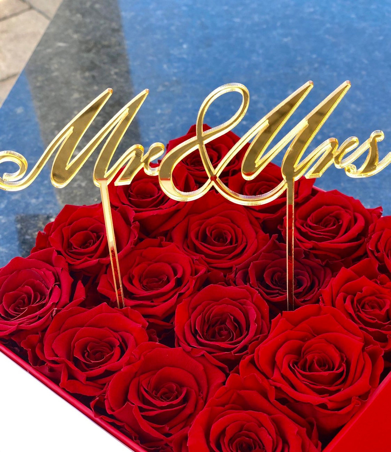 Red Square Box With Red Roses Roses With Laser Cut Letters | Etsy