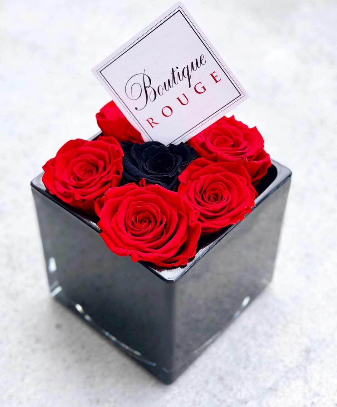 Black Premium Glass Vase With Preserved Roses, Eternal Roses, Roses in ...