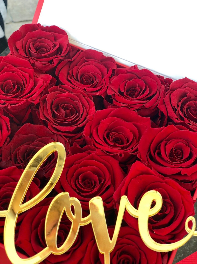 Red Square Box With Red Roses Roses With Laser Cut Letters | Etsy