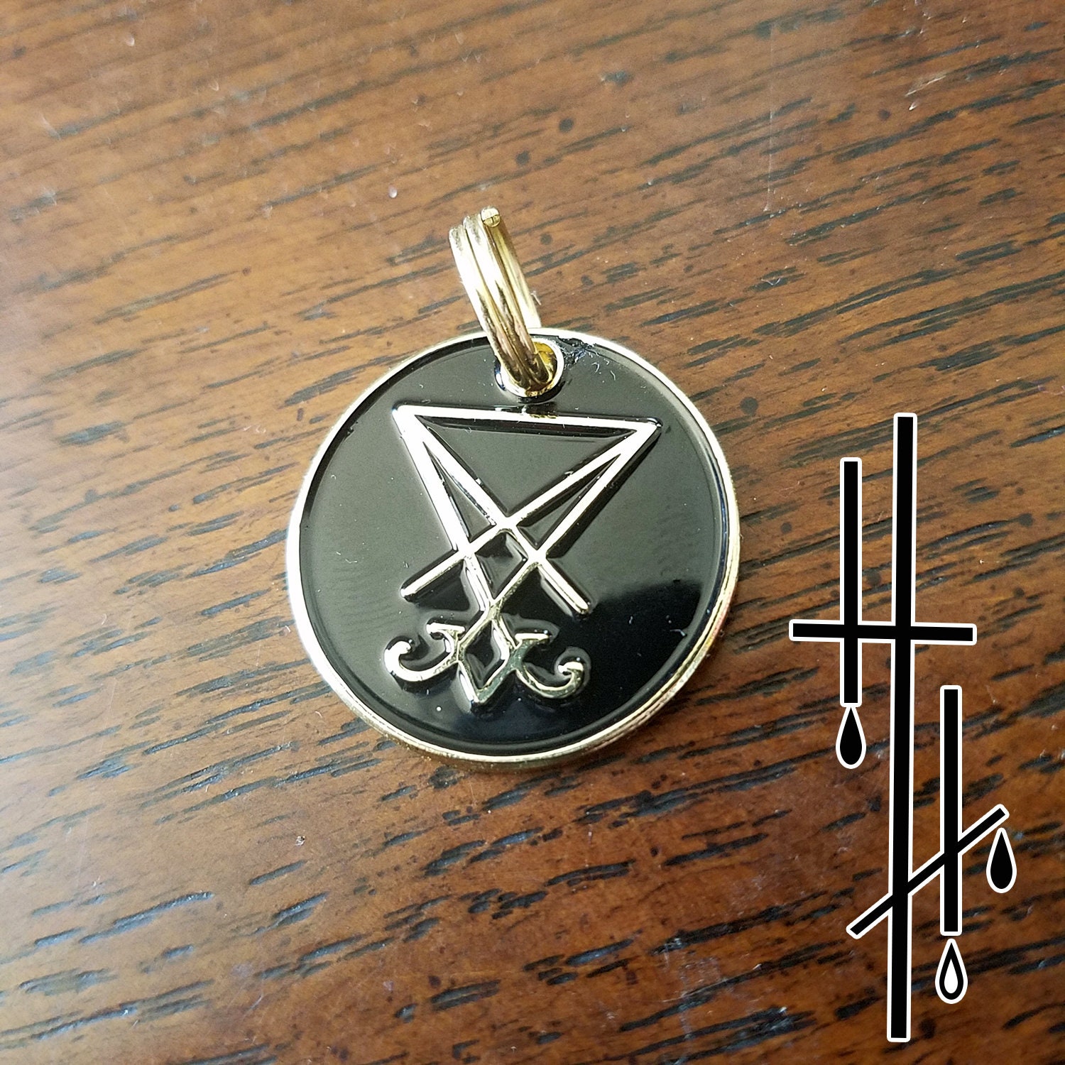 Lucifer Gold / Black Sigil Collar Charm for Cats Dogs or - Etsy