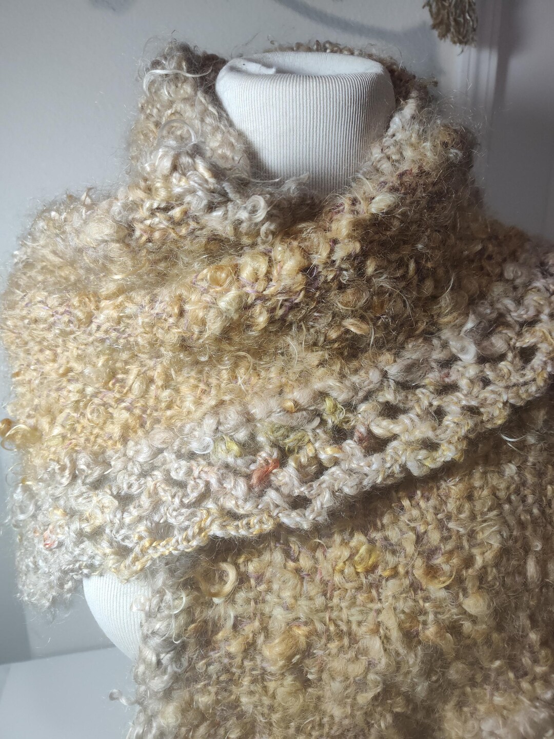 Hand Woven Triangle Shawl Mohair Wool - Etsy