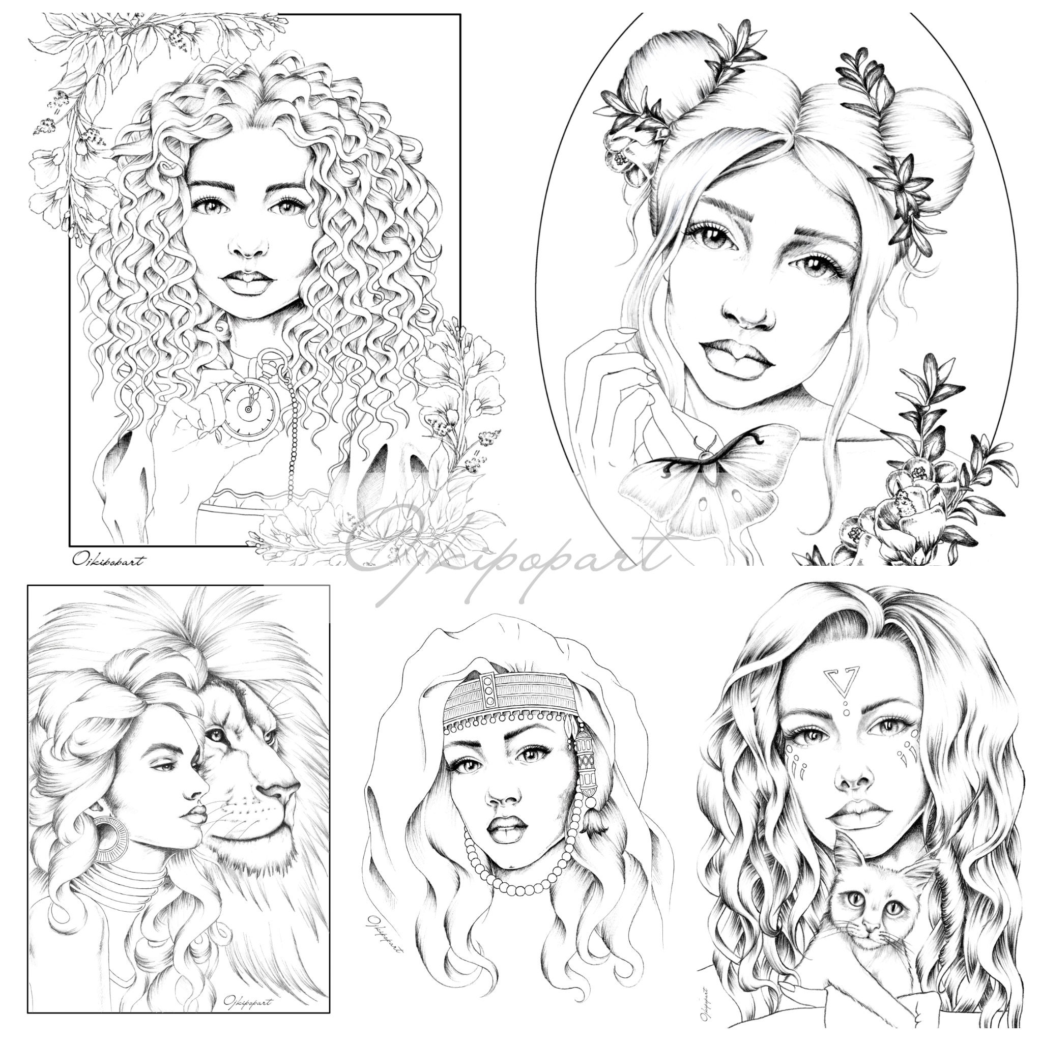 Face Carousel Coloring Book Pdf by Krystyna Nowak Ojkipopart. | Etsy