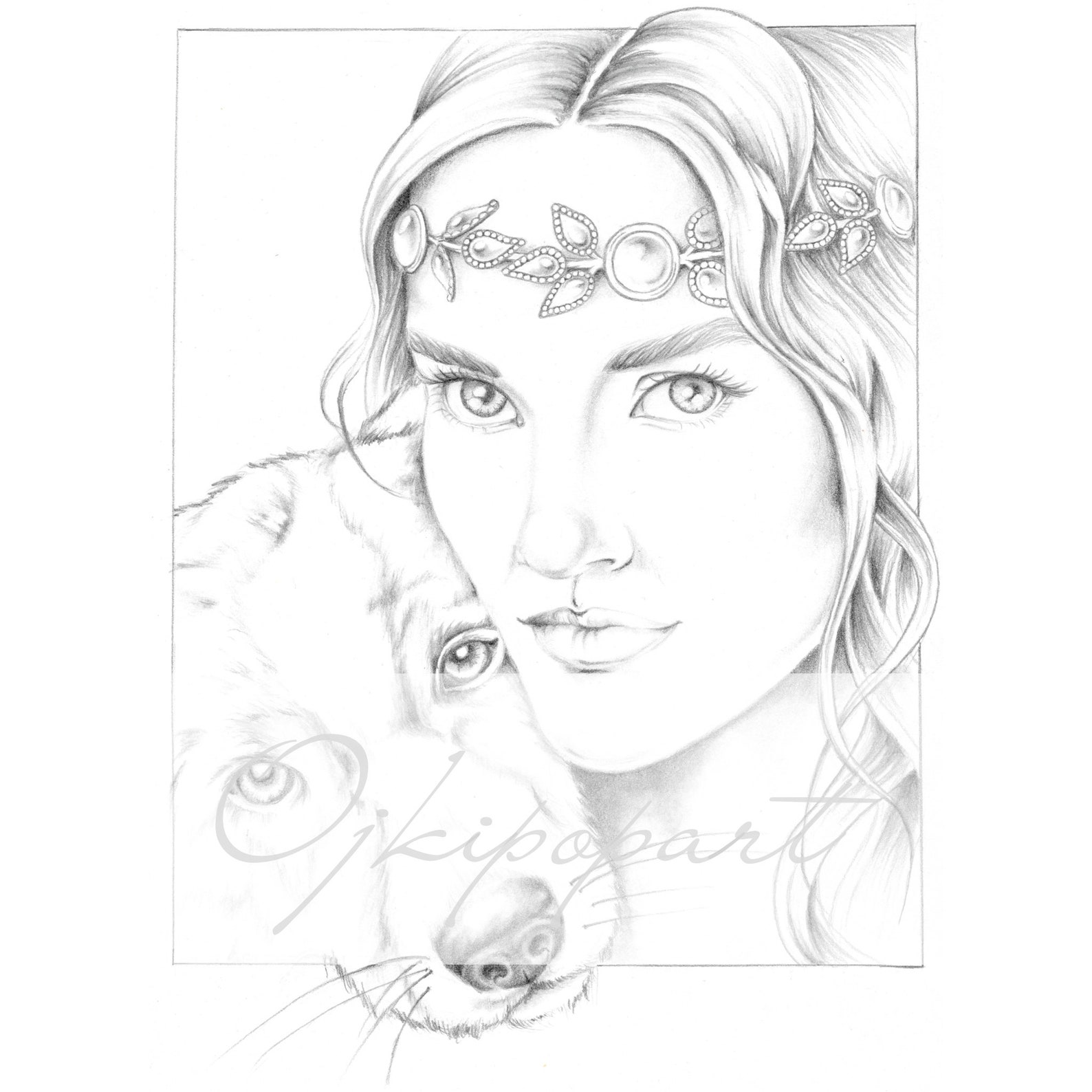 Slavic Beauty 1. Printable Coloring Page. | Etsy