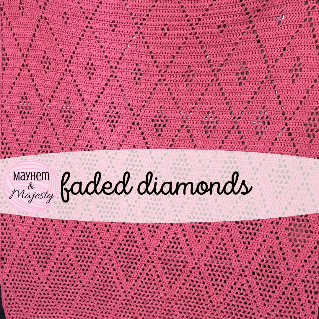 Crochet Faded Diamonds Blanket | Diamond Motif Filet Crochet | Diamonds ...
