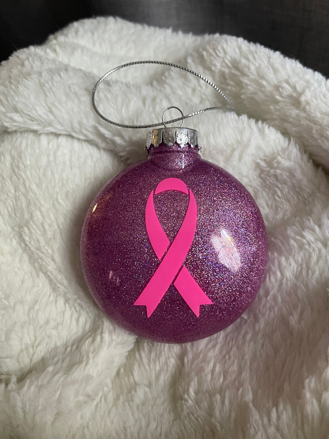 Breast Cancer Ribbon Ornament , Breast Cancer Awareness Ornament , Pink ...