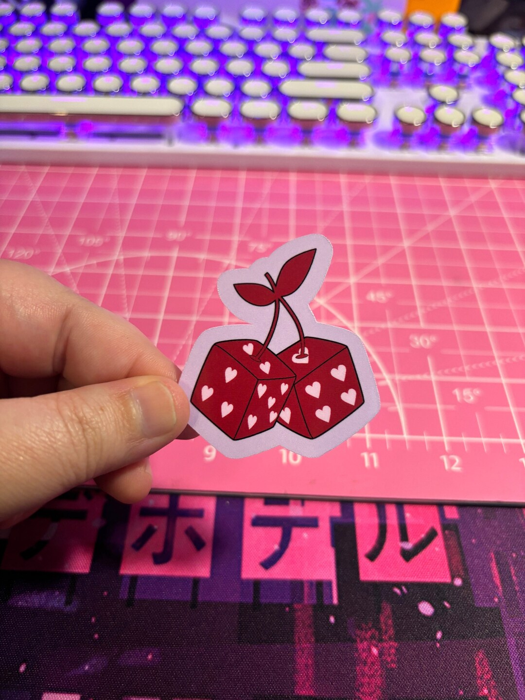 Cherry Dice Sticker , Heart Dice Sticker , Cherry Sticker , Dice ...