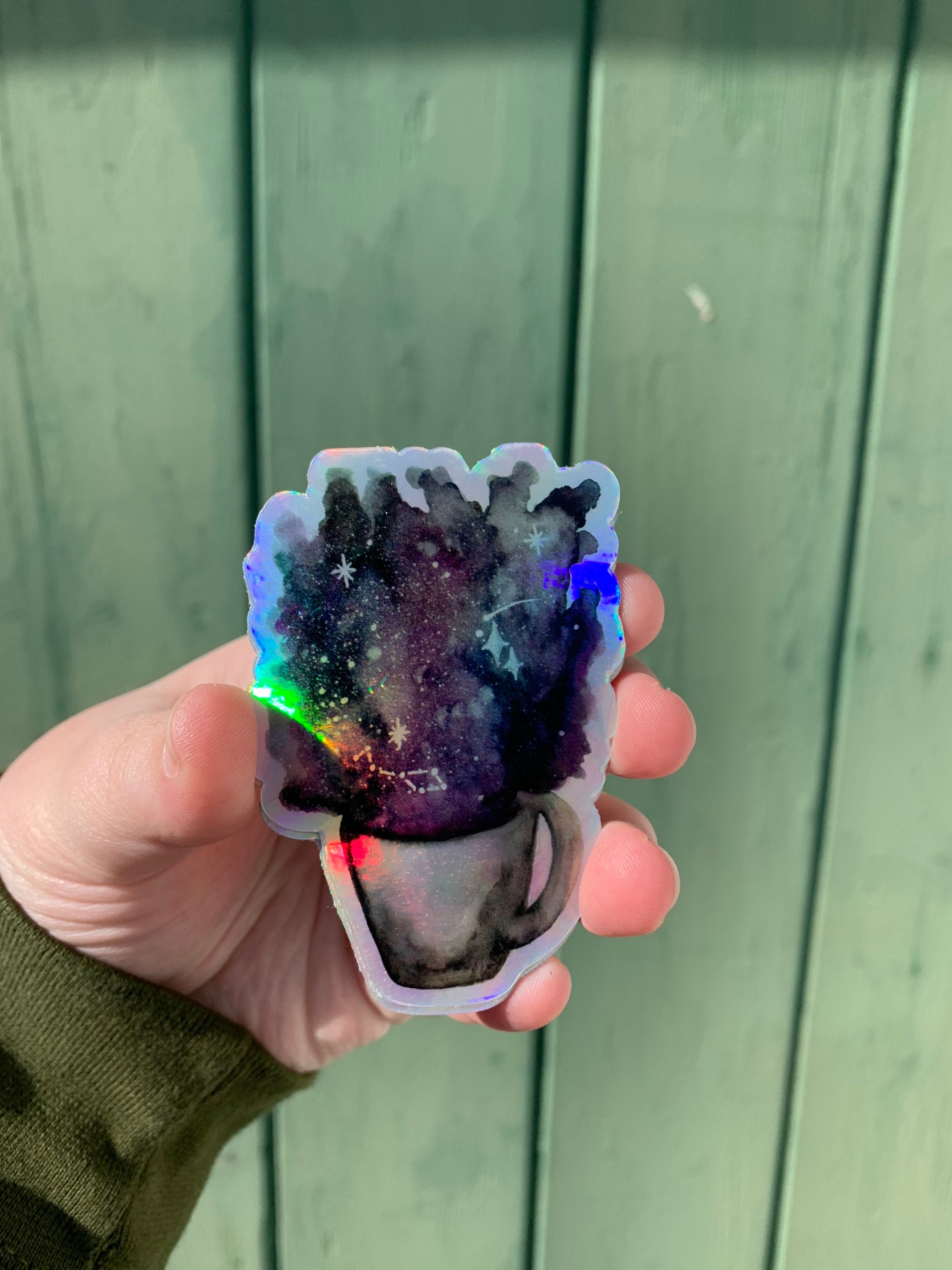 Holographic Galaxy Coffee Sticker Space Stickers Coffee - Etsy