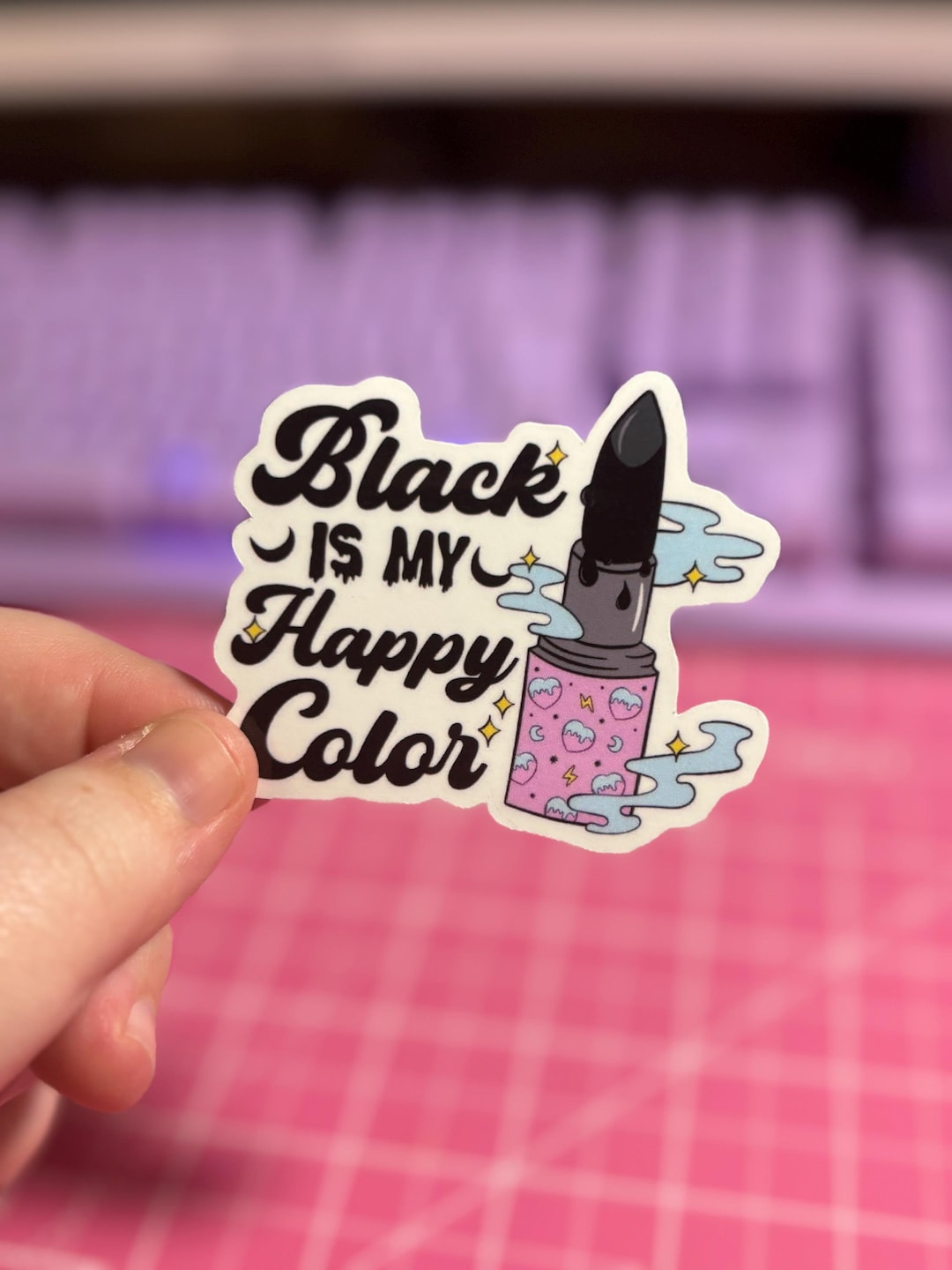 Black is My Happy Color Sticker , Lipstick Sticker , Makeup Sticker ...