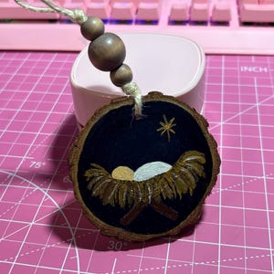 Baby Jesus Manger Wood Ornament , Nativity Scene Wood Ornament , Baby ...