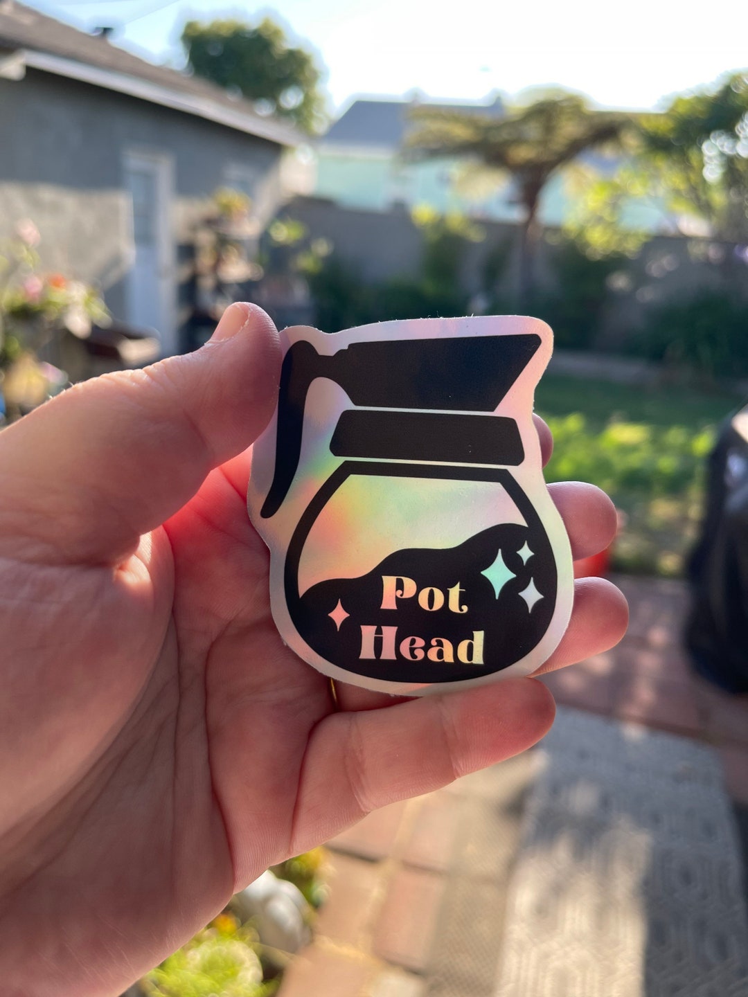 Holographic Coffee Pot Head Sticker , Coffee Sticker , Pot Head Sticker ...