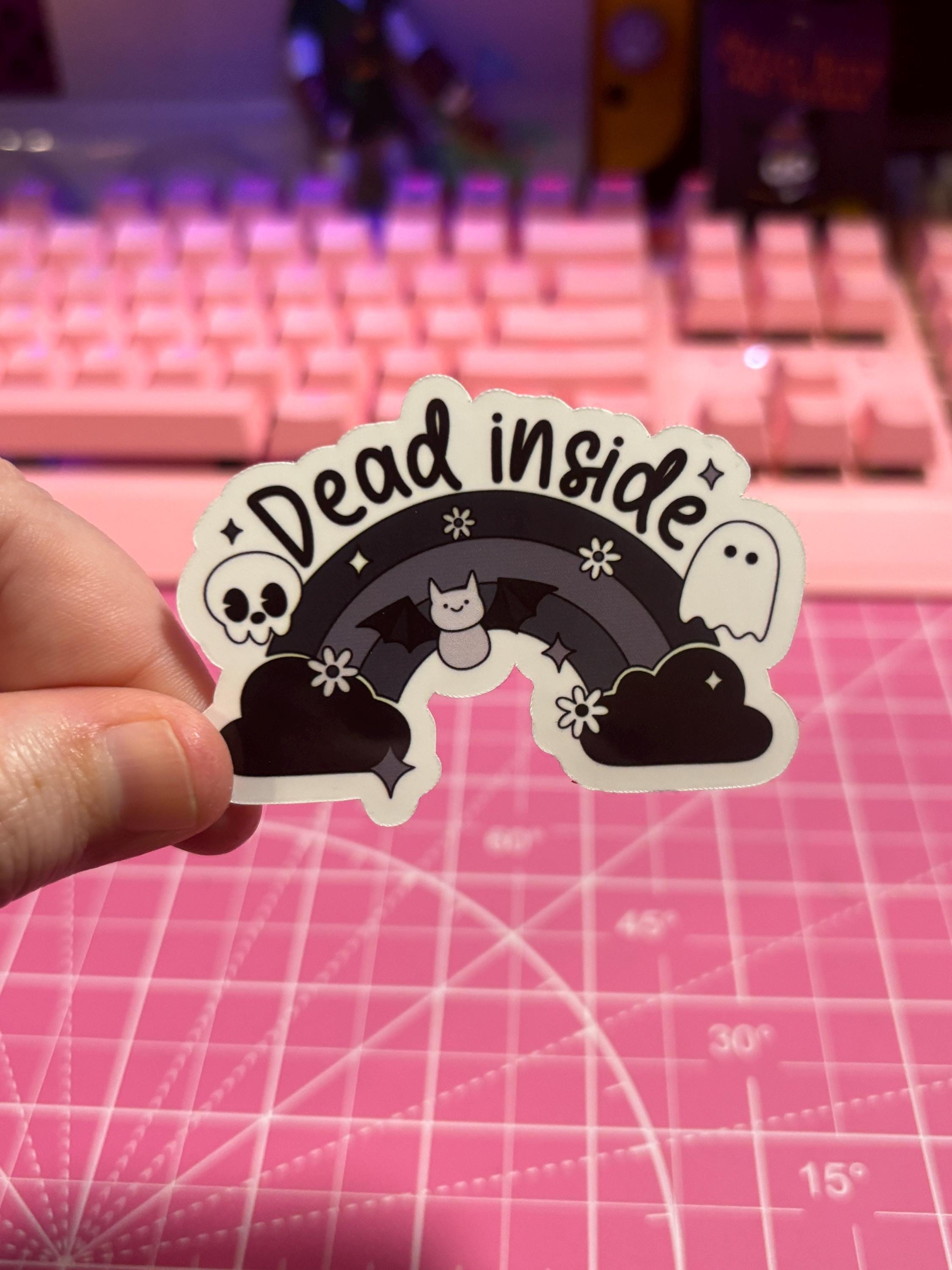 Dead Inside Sticker , Dead Inside Rainbow Sticker , Mental Health ...