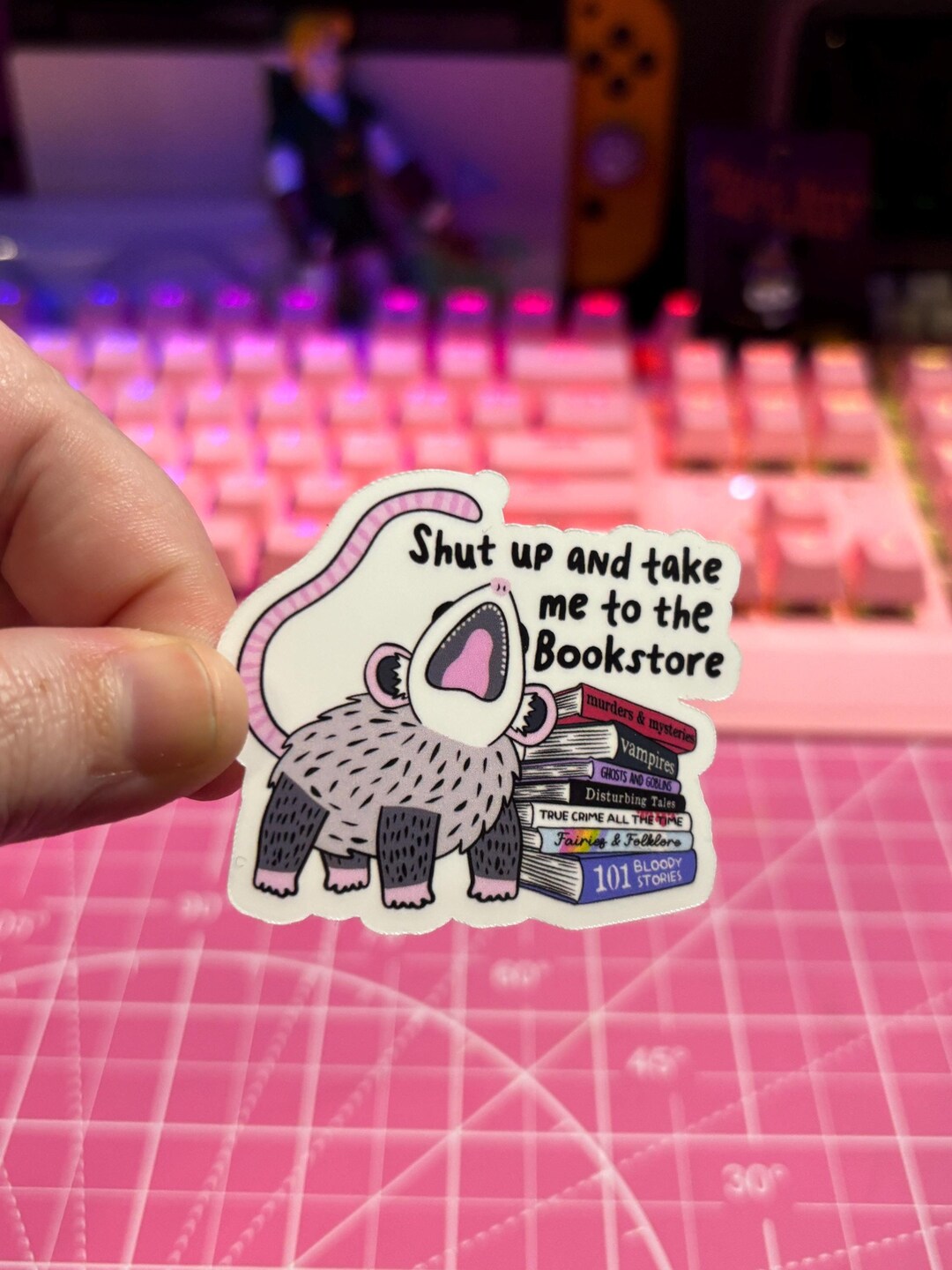 Opossum Sticker , Funny Opossum Sticker , Book Sticker , Bookish ...