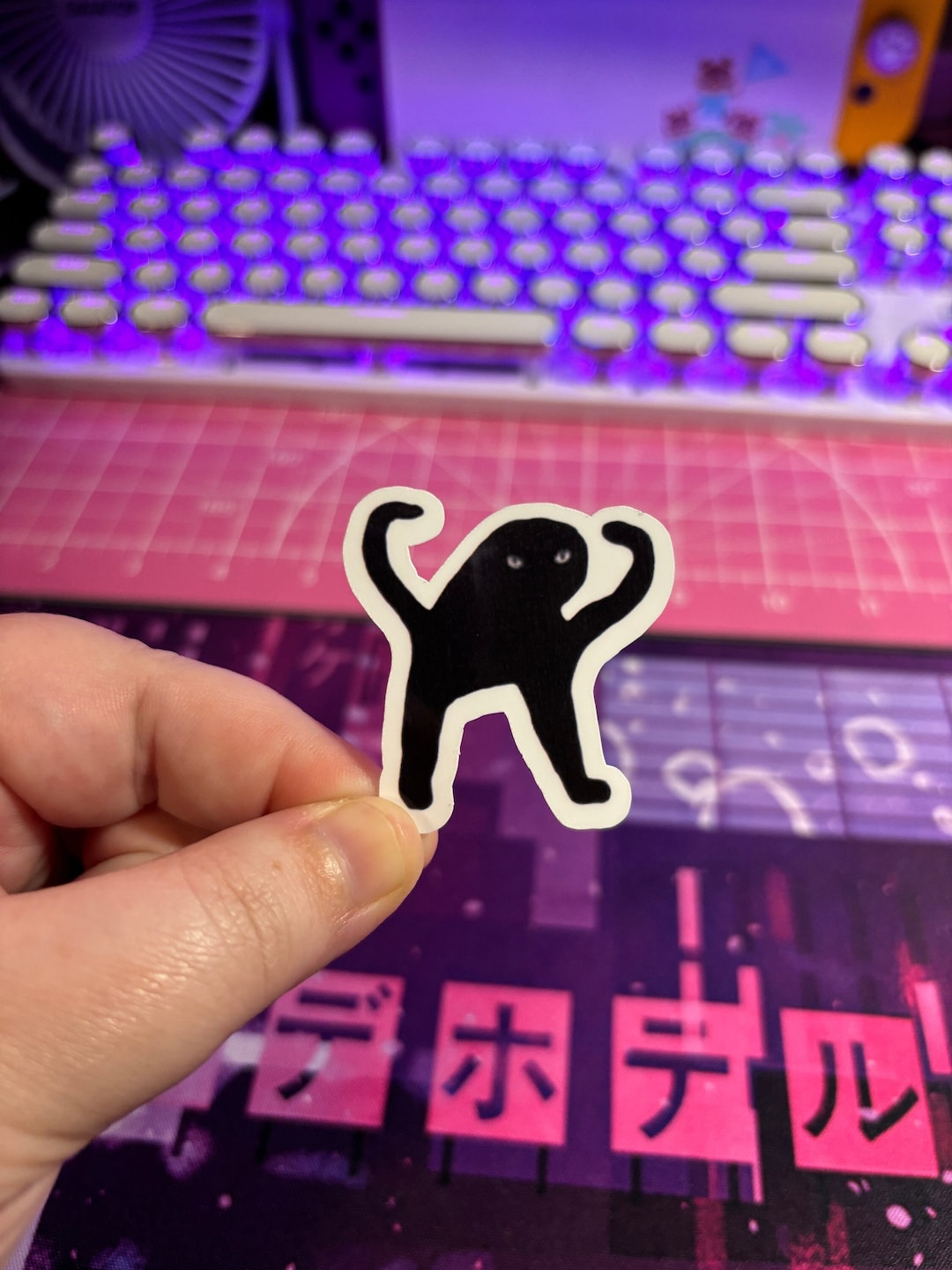 Cursed Cat Meme Sticker , Black Cat Meme Sticker , Meme Sticker ...