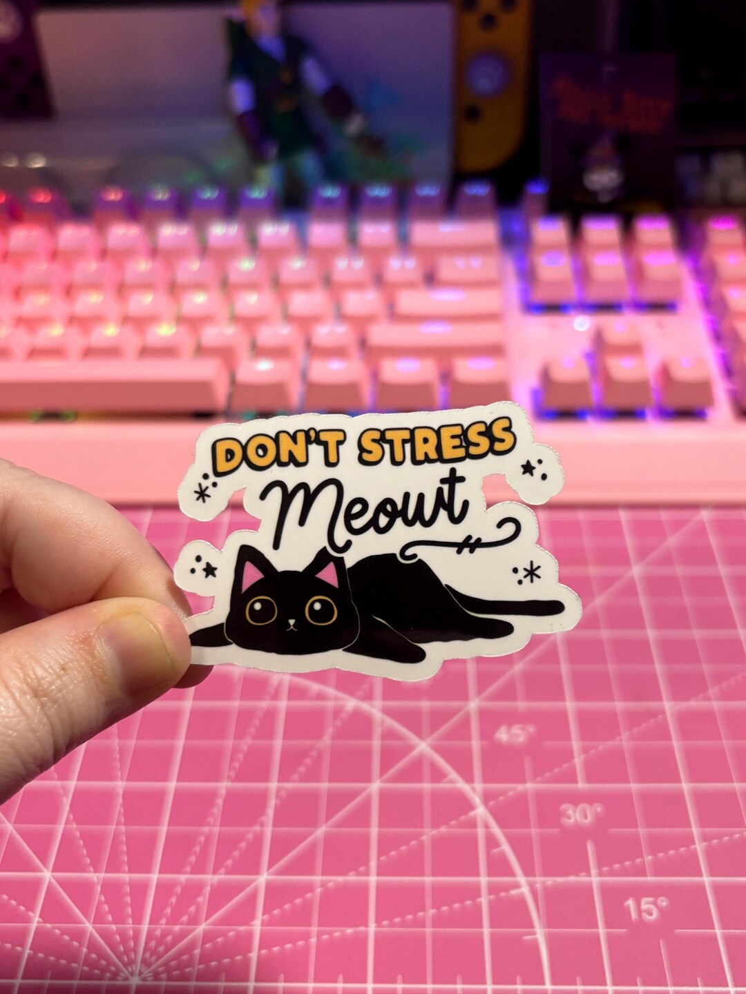 Don’t Stress Meowt Sticker , Cat Sticker , Mental Heath Sticker , Black ...