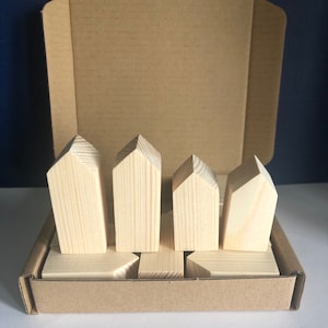Set of 12 Wooden Houses in a Box, Small Village in a Box. Ready to ...