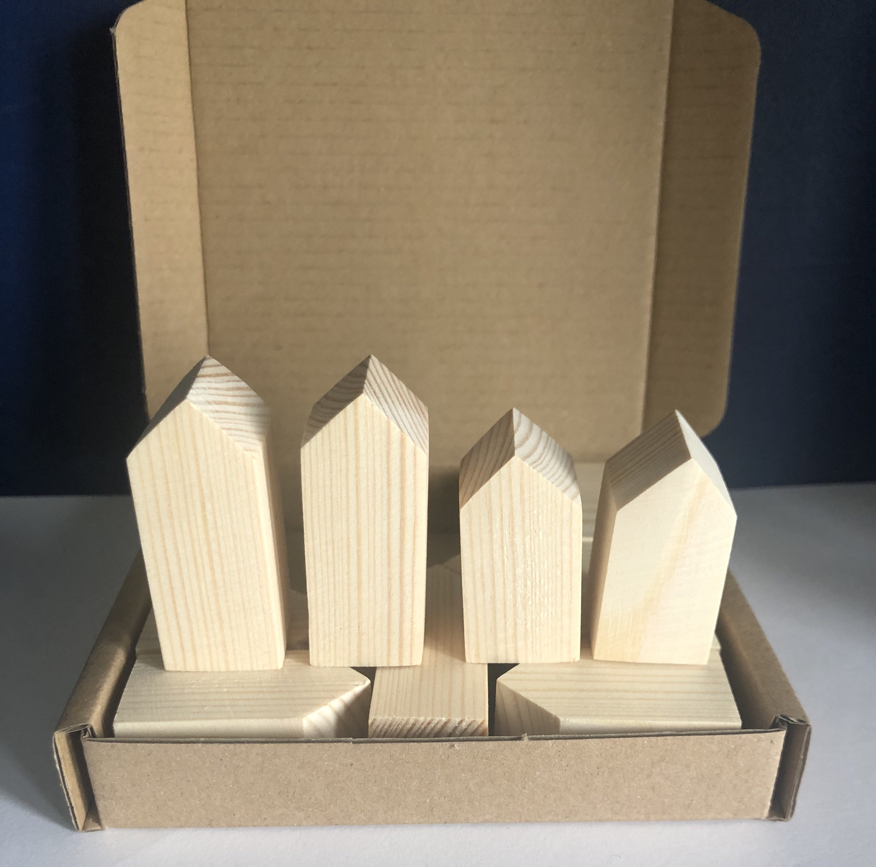 Set of 12 Wooden Houses in a Box Small Village in a Box. | Etsy