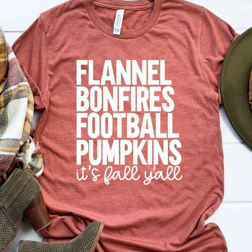 Flannel It's Fall Y'all Word List Cute Fall Shirts - Etsy