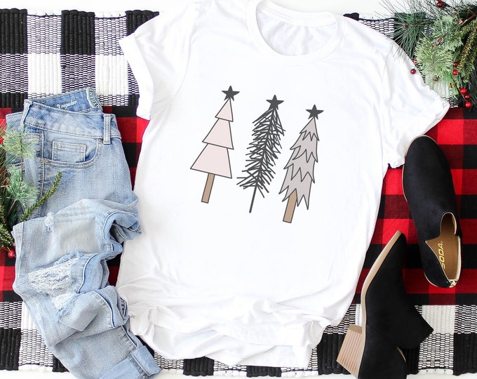 Rustic Christmas Trees Holiday Themed Shirt Bella Tee Soft T-shirt ...