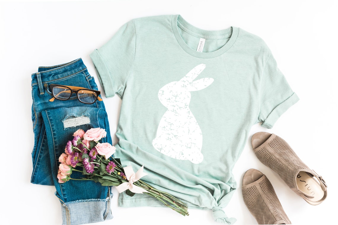 Distressed Bunny Rabbit Cute Spring Tee Grungy Rabbit - Etsy