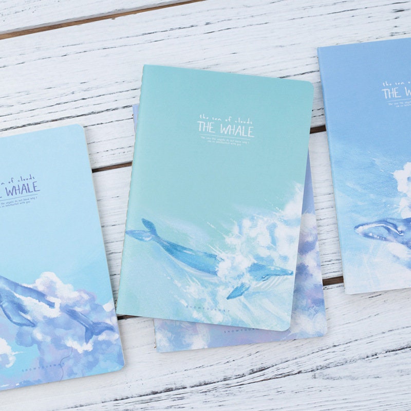 2x A5 Cute Pastel Sky Cloud Ocean Whale Lined Notebook Diary - Etsy